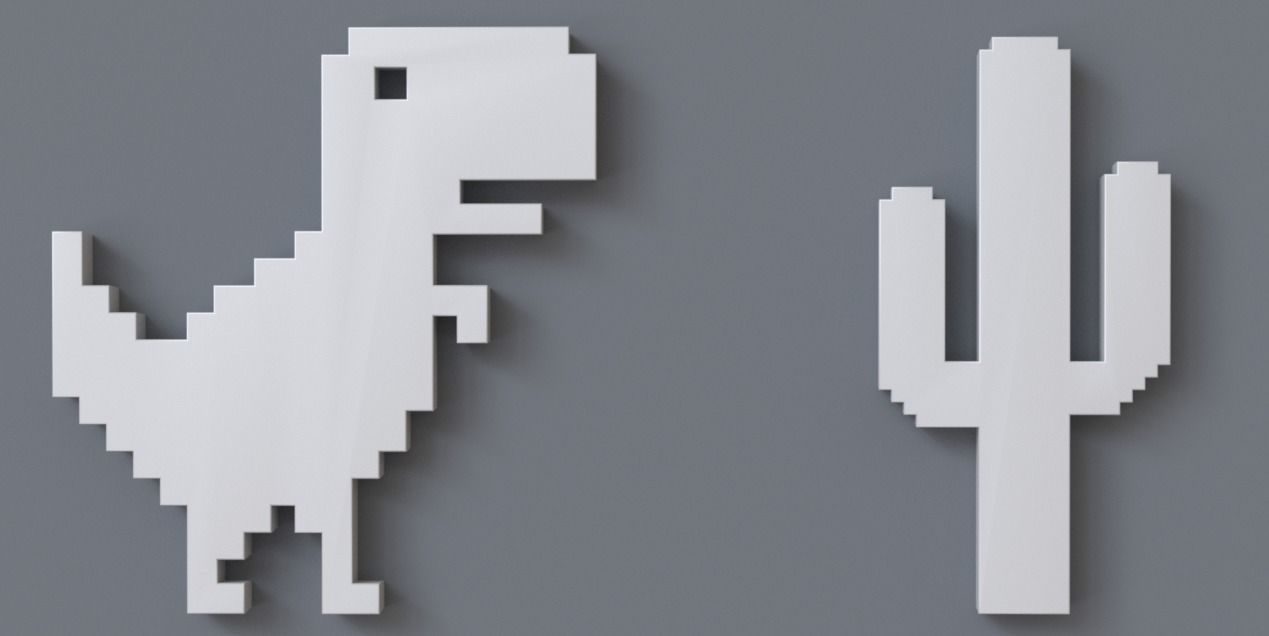 No Internet Google Chrome Dinosaur Game Icon 3D model 3D printable ...