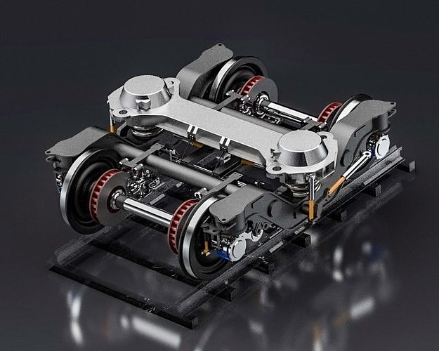 Train 2 axes bogie and suspension system 3D model | CGTrader
