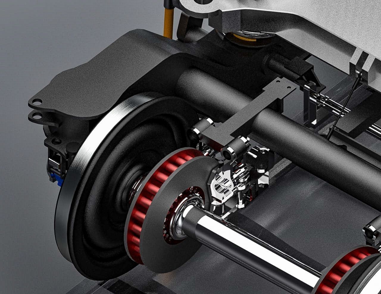 Train 2 axes bogie and suspension system 3D model | CGTrader