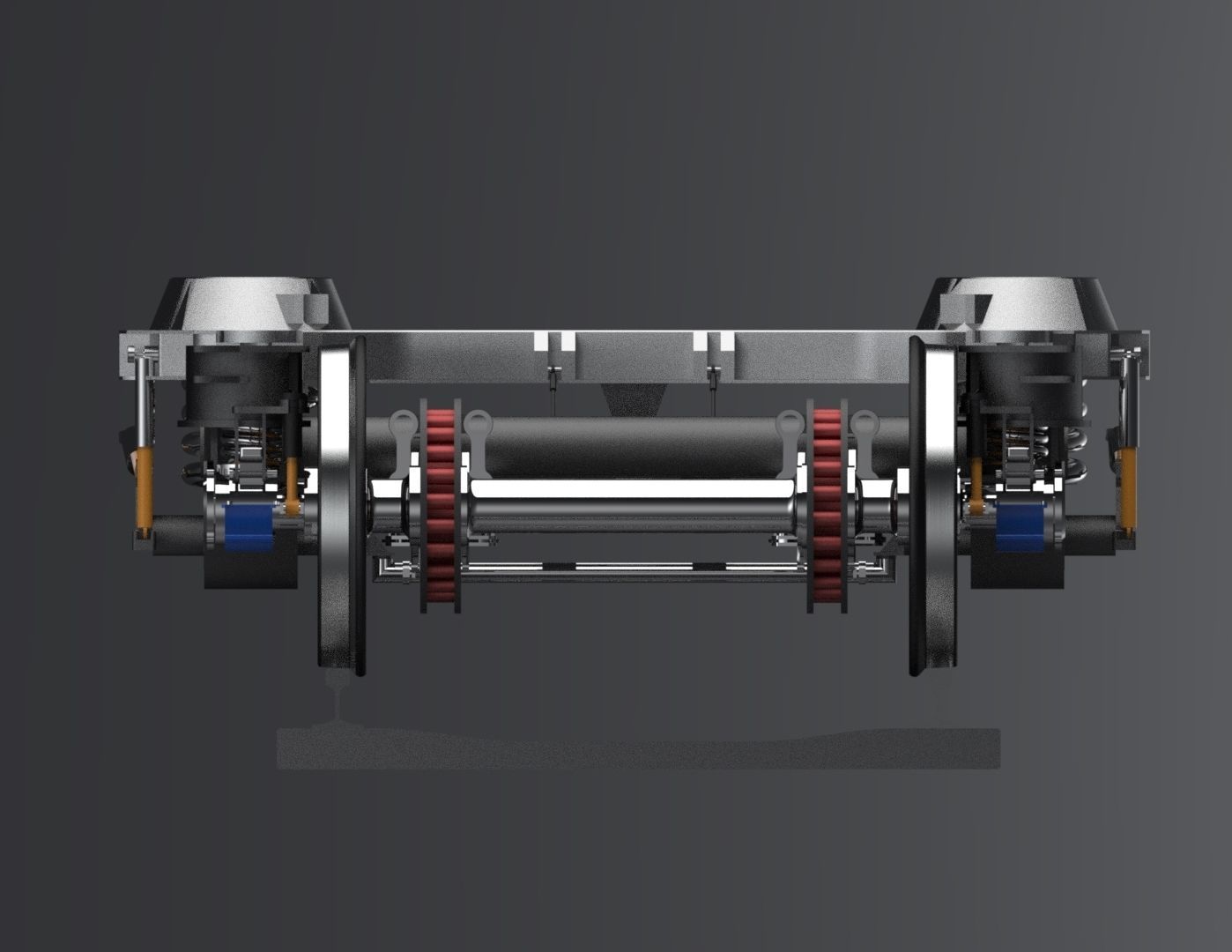 Train 2 axes bogie and suspension system 3D model | CGTrader