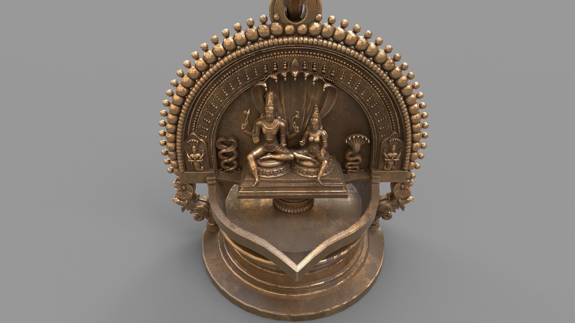 oil lamp god shiva parvati 3D model | CGTrader