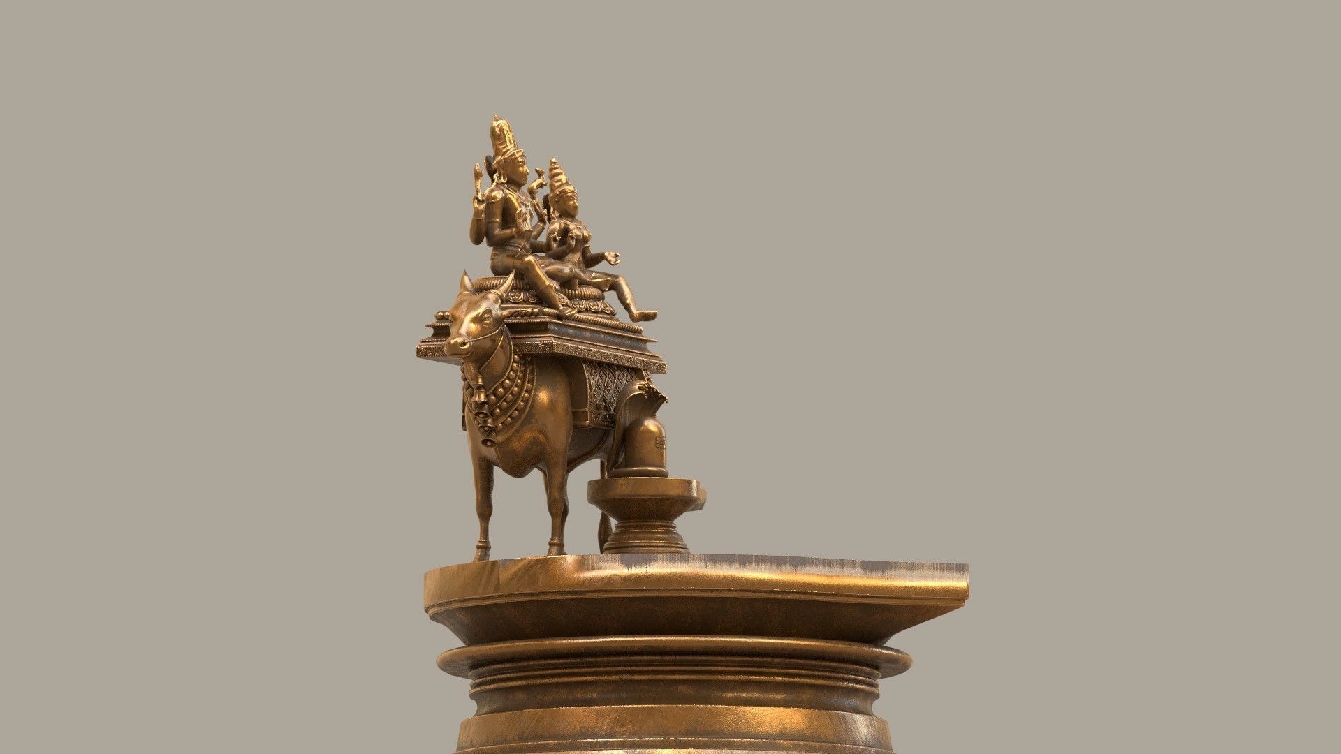 oil lamp god shiva parvati 3D model | CGTrader
