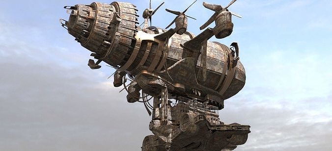 Persian Dystopian airship 1 3D model | CGTrader