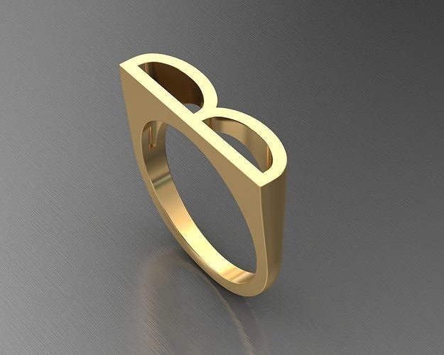 alphabet ring letter B 3D model 3D printable | CGTrader