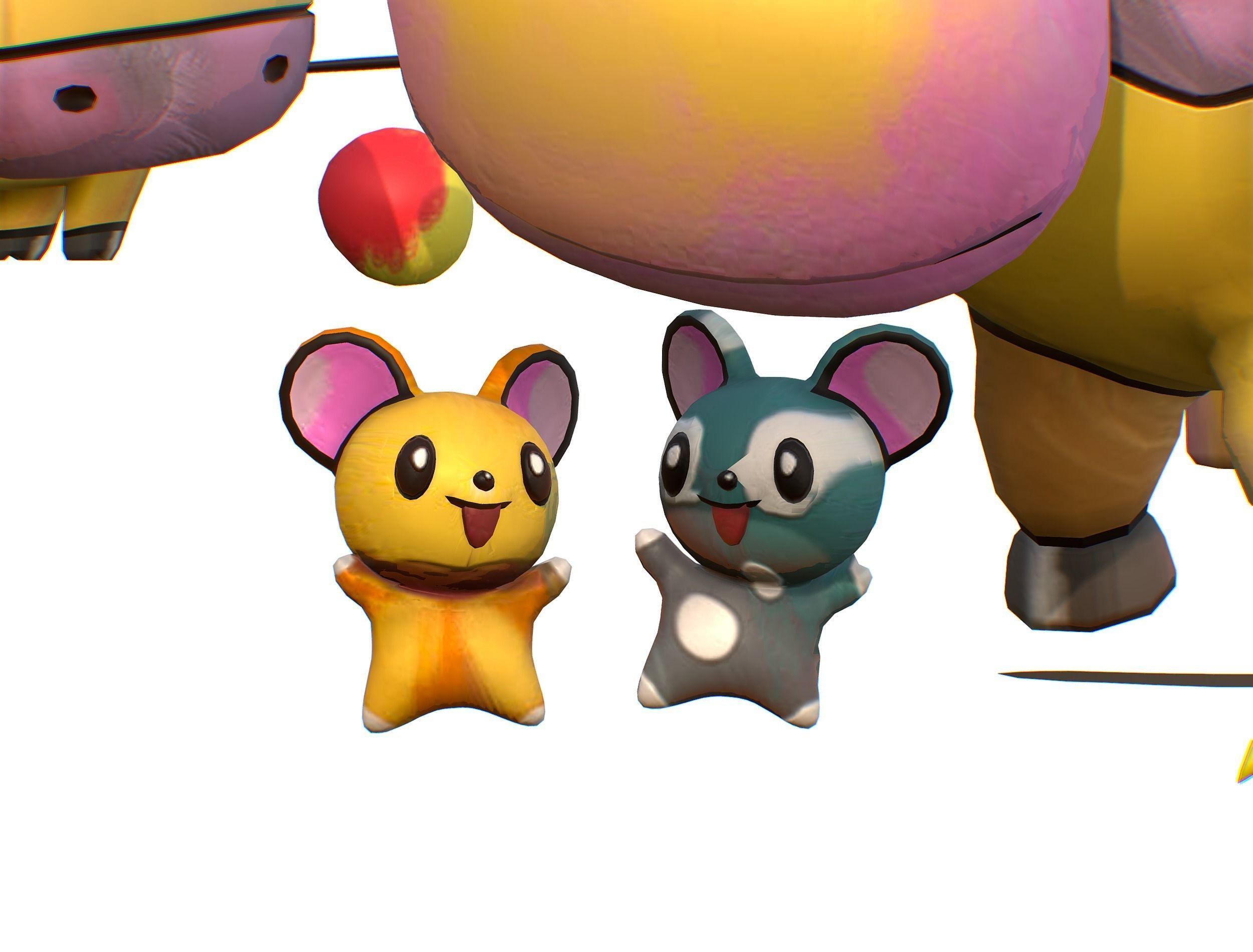 3D model Cartoon 3D illustration Cow Mouse Rooster Chick VR / AR / low ...