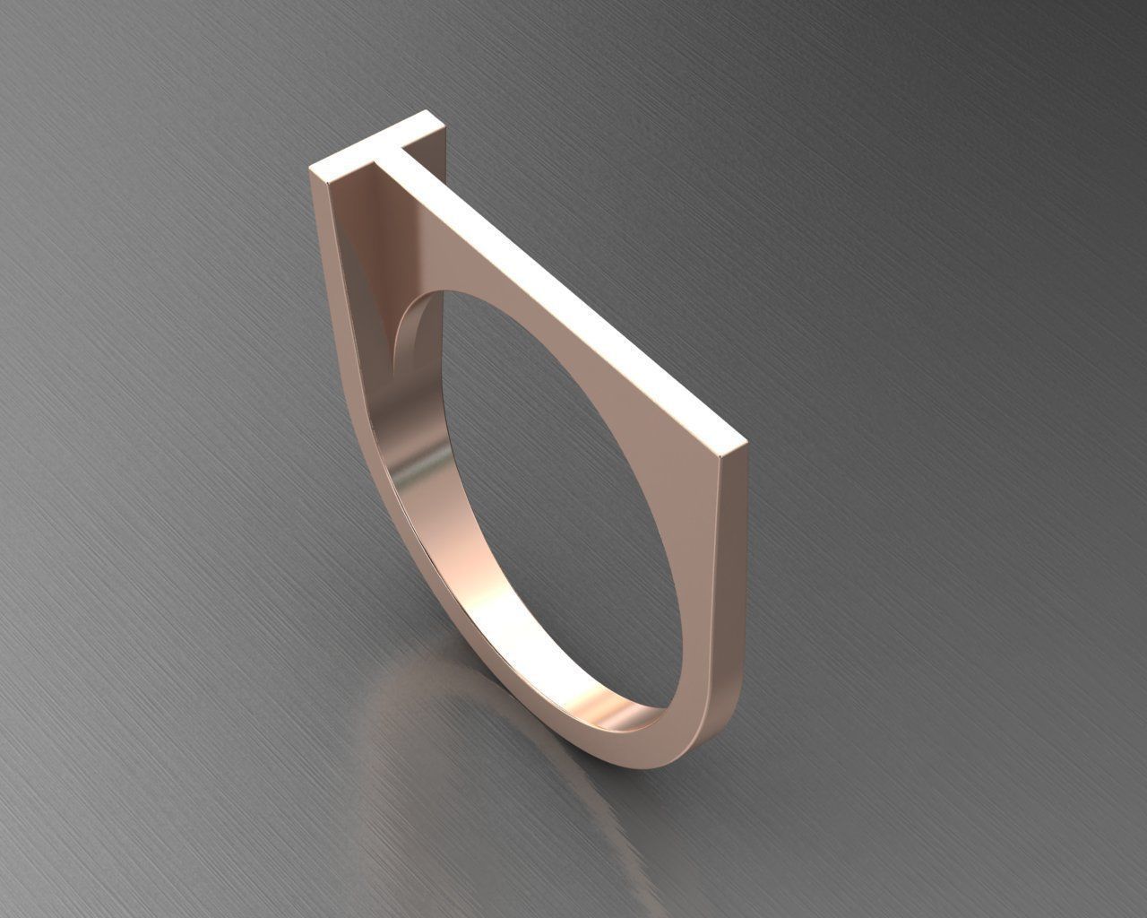 alphabet ring letter T 3D model 3D printable | CGTrader
