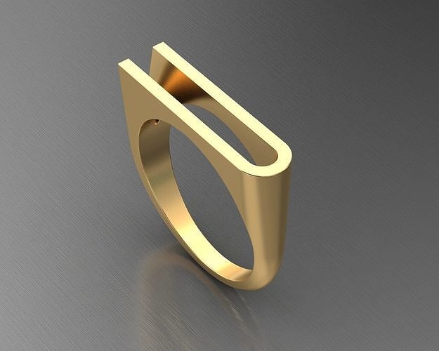 alphabet ring letter U 3D model 3D printable | CGTrader
