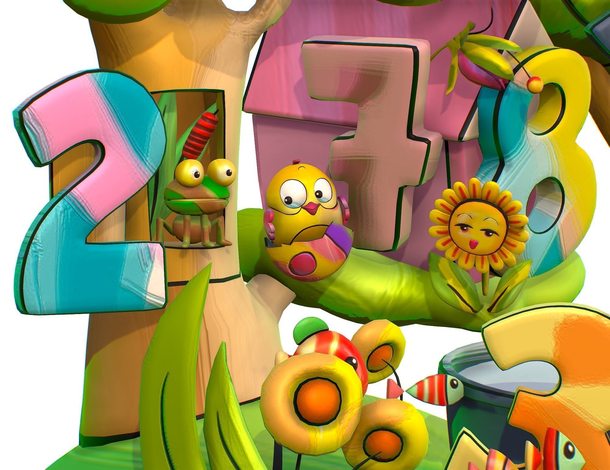 3D model 3D illustration Number Animal Insect Plane Fish VR / AR / low ...