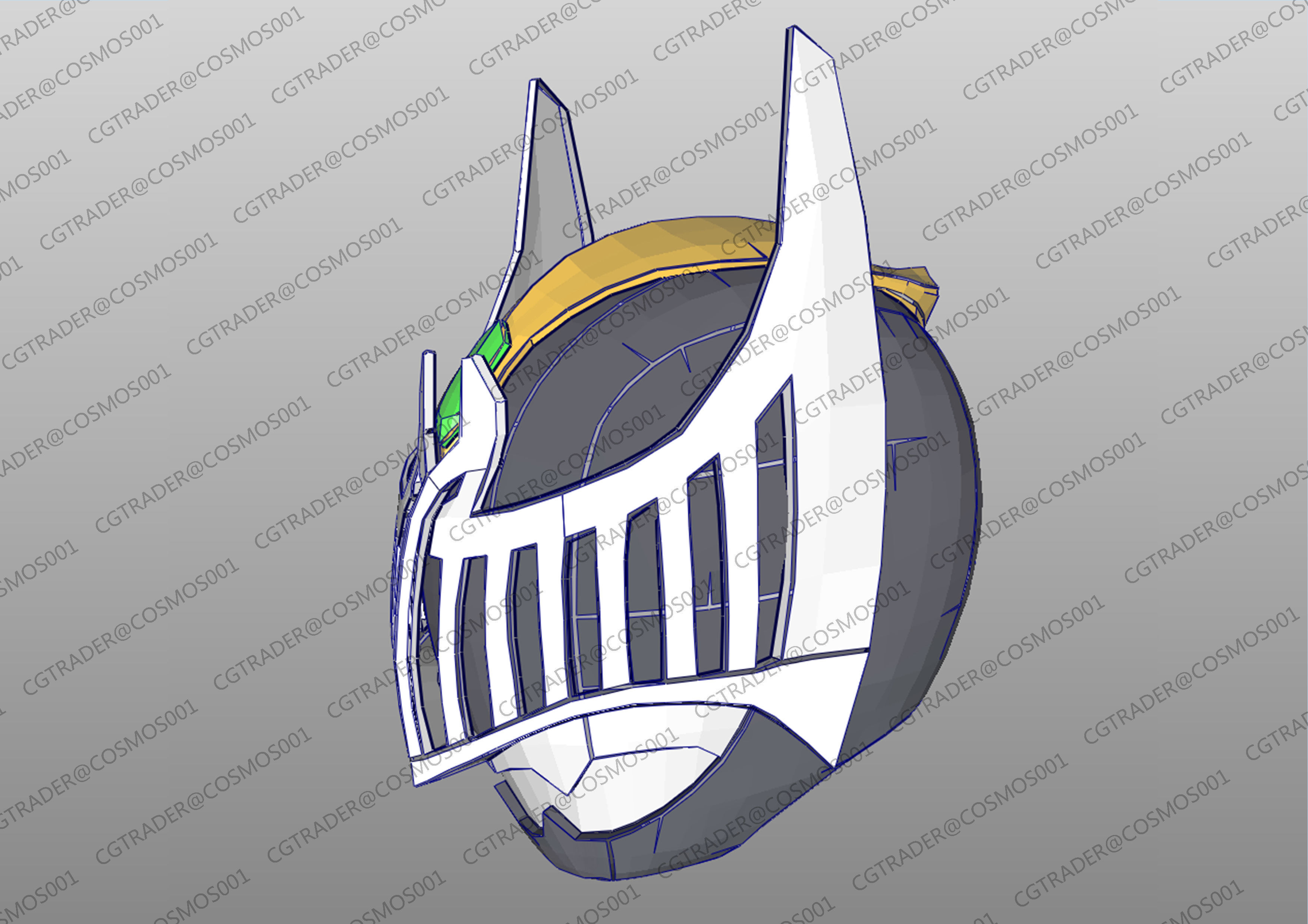 3D model Kamen Rider Knight Helmet paper papekura VR / AR / low-poly ...