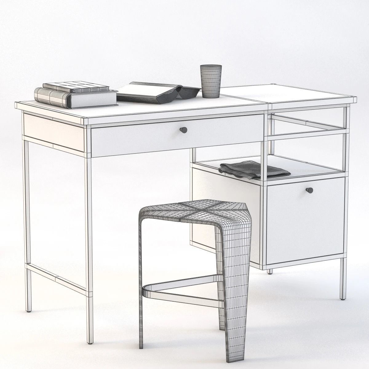Metal Cameron Study Table 3D model | CGTrader