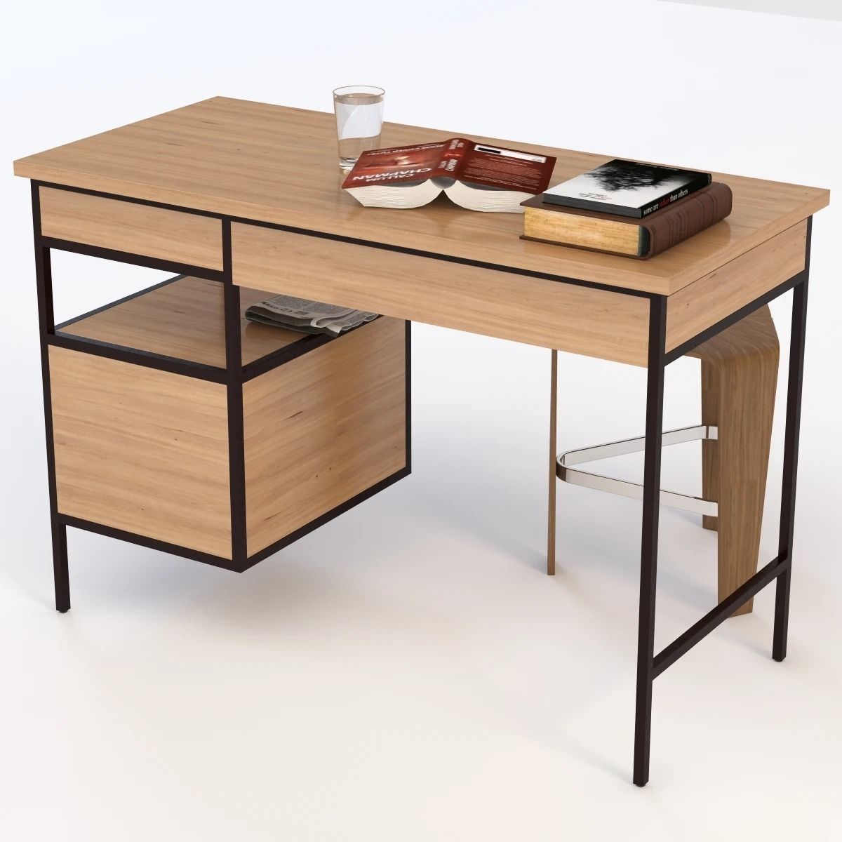 Metal Cameron Study Table 3D model | CGTrader