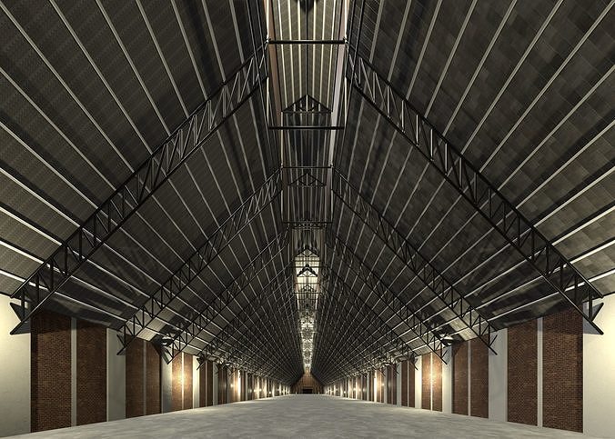 Warehouse with cathedral space 3D model | CGTrader