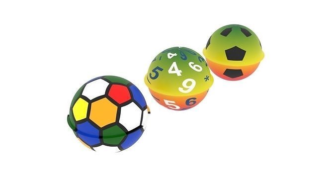 Rainbow Rubber Ball With Rainbow Soccer Balls 3D model | CGTrader