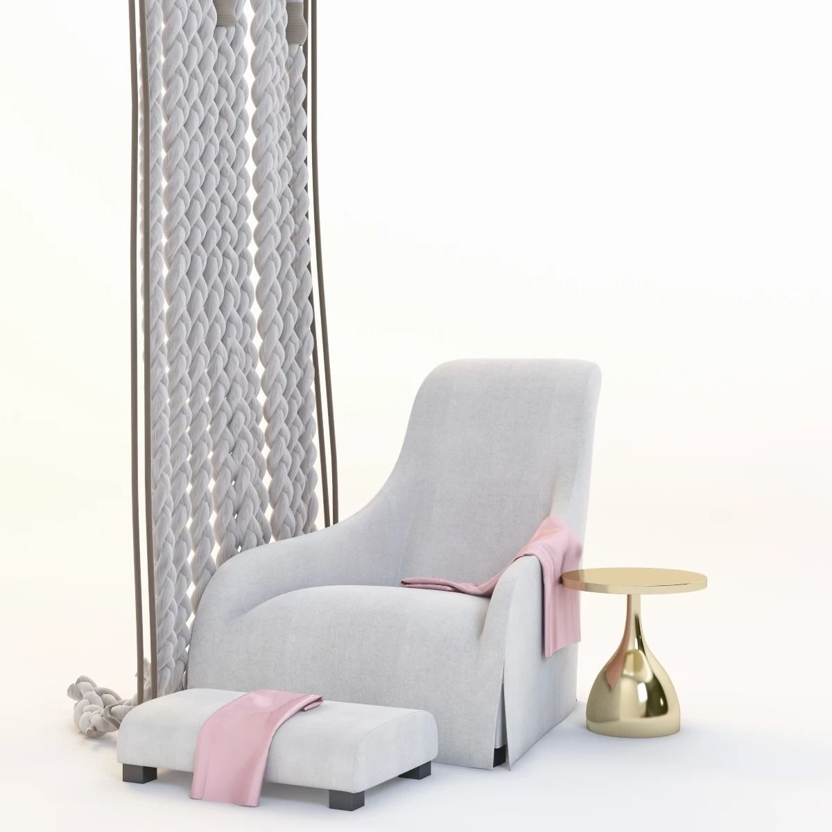 Kalos Chair And Rope Curtain 3D model | CGTrader