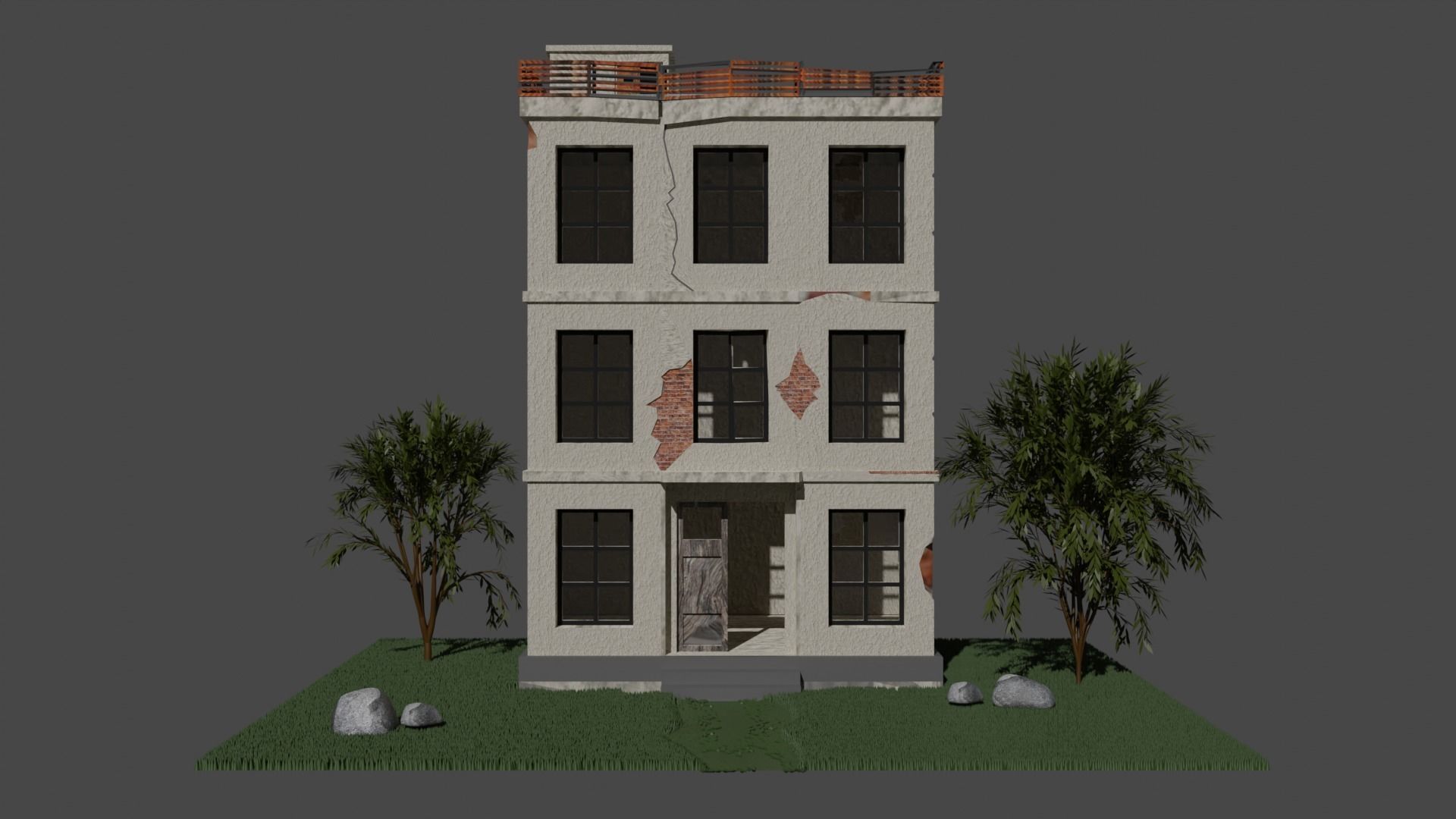 3D model Old house with enviroment low poly 3d model VR / AR / low-poly ...