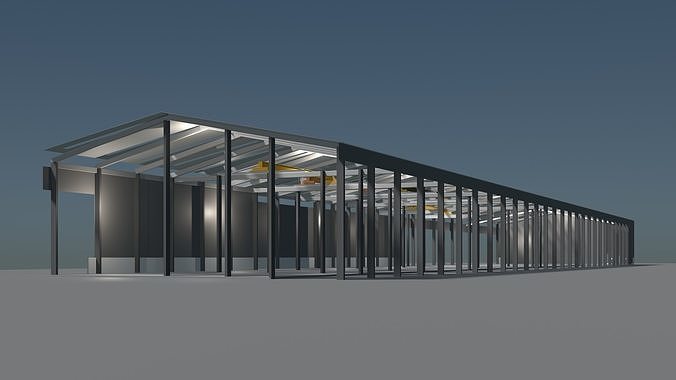 Warehouse with small crane 3D model | CGTrader
