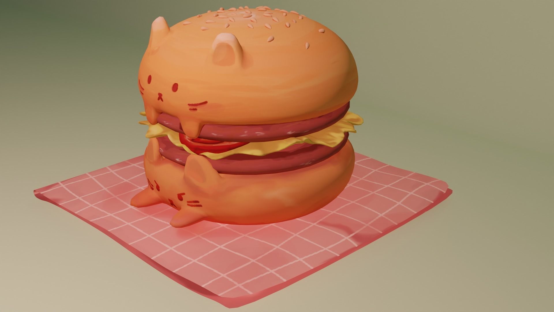 Cat Burger 3D model | CGTrader