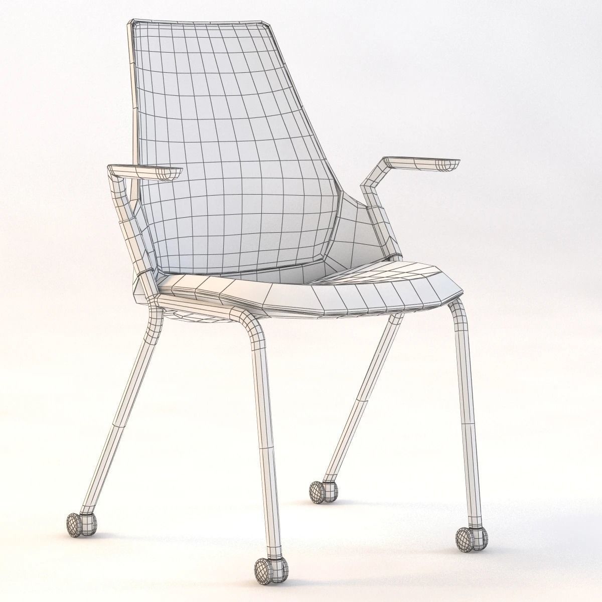 Sayl Side Chair 4 Leg Base With Casters 3D model | CGTrader