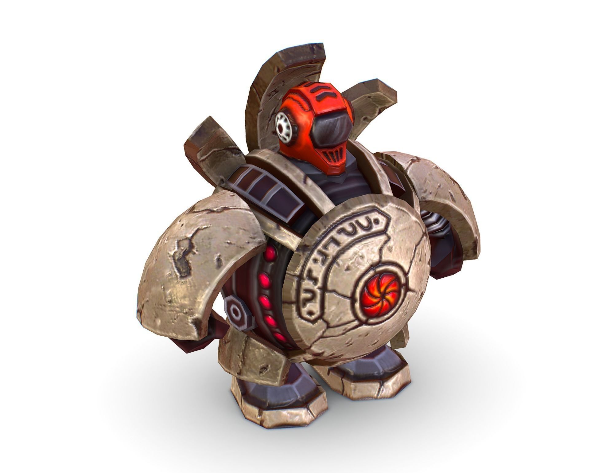 3D model lowpoly 3d model cartoon stone robot ball VR / AR / low-poly ...