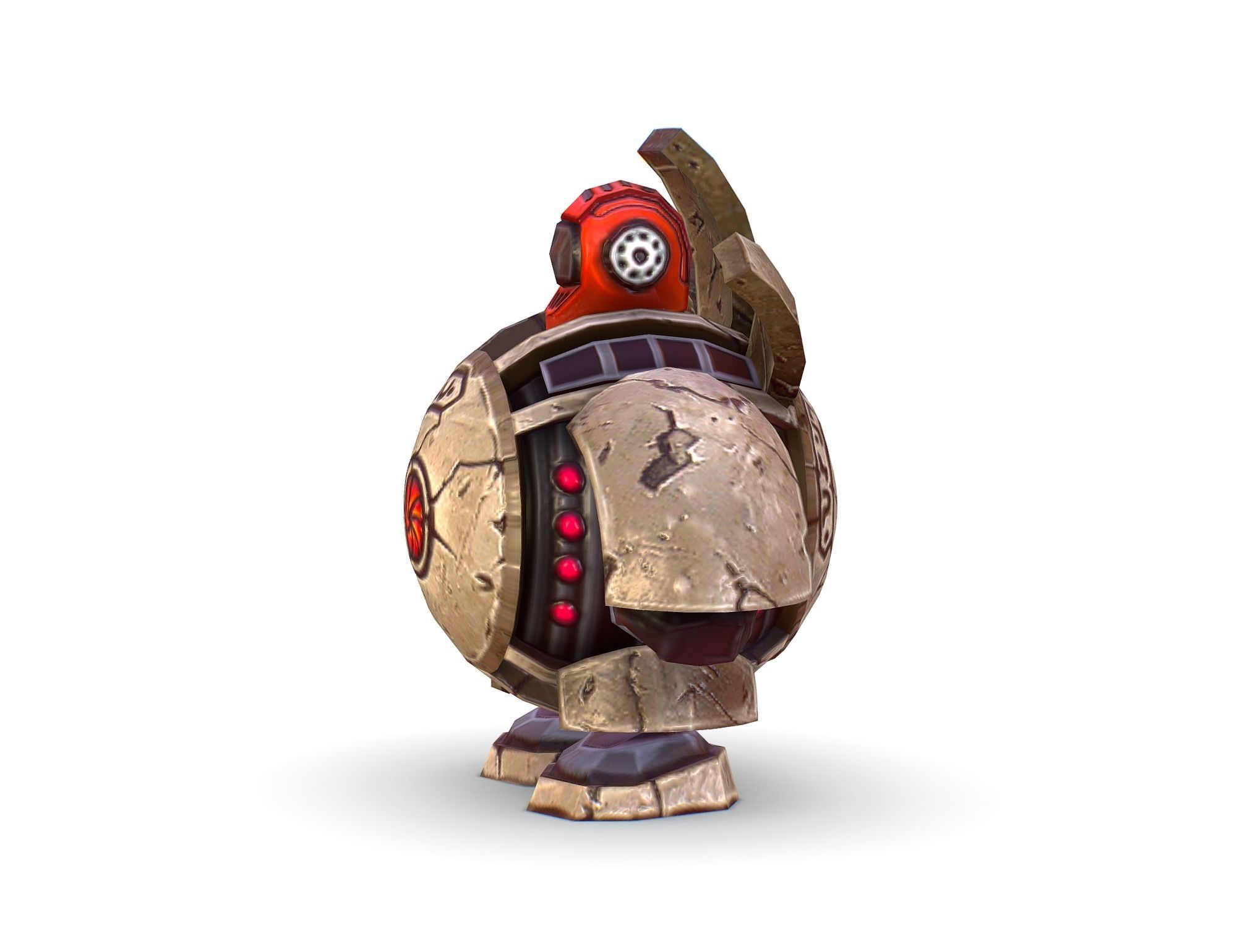 3D model lowpoly 3d model cartoon stone robot ball VR / AR / low-poly ...