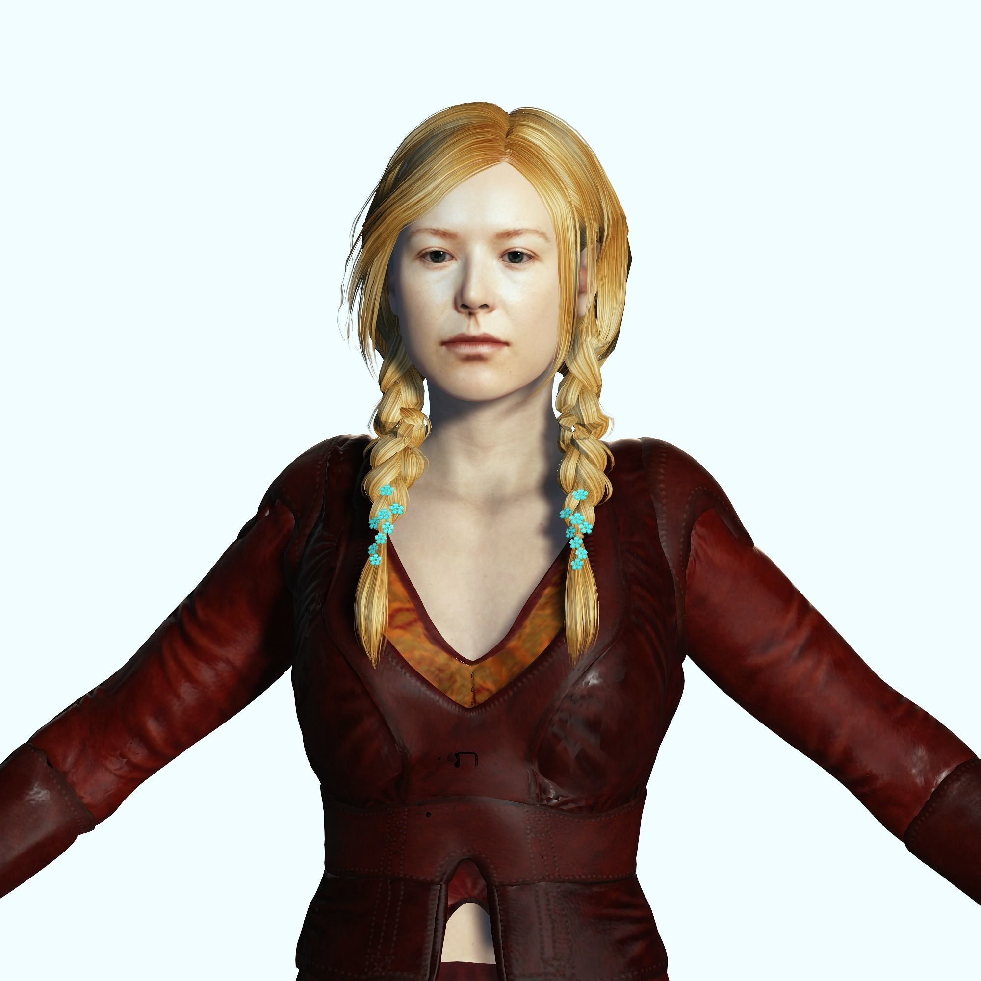 3D model warrior lady 3D Rigged model ready for animation VR / AR / low ...