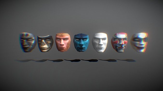 3D model 7 Masks chinese mask VR / AR / low-poly | CGTrader