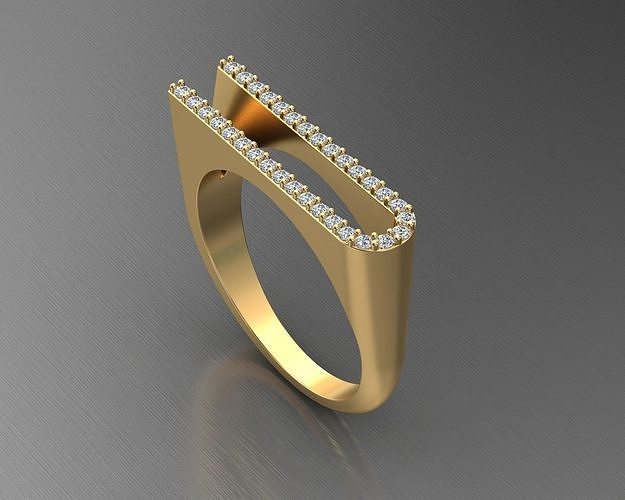 alphabet jewelry ring diamond letter U 3D model 3D printable | CGTrader