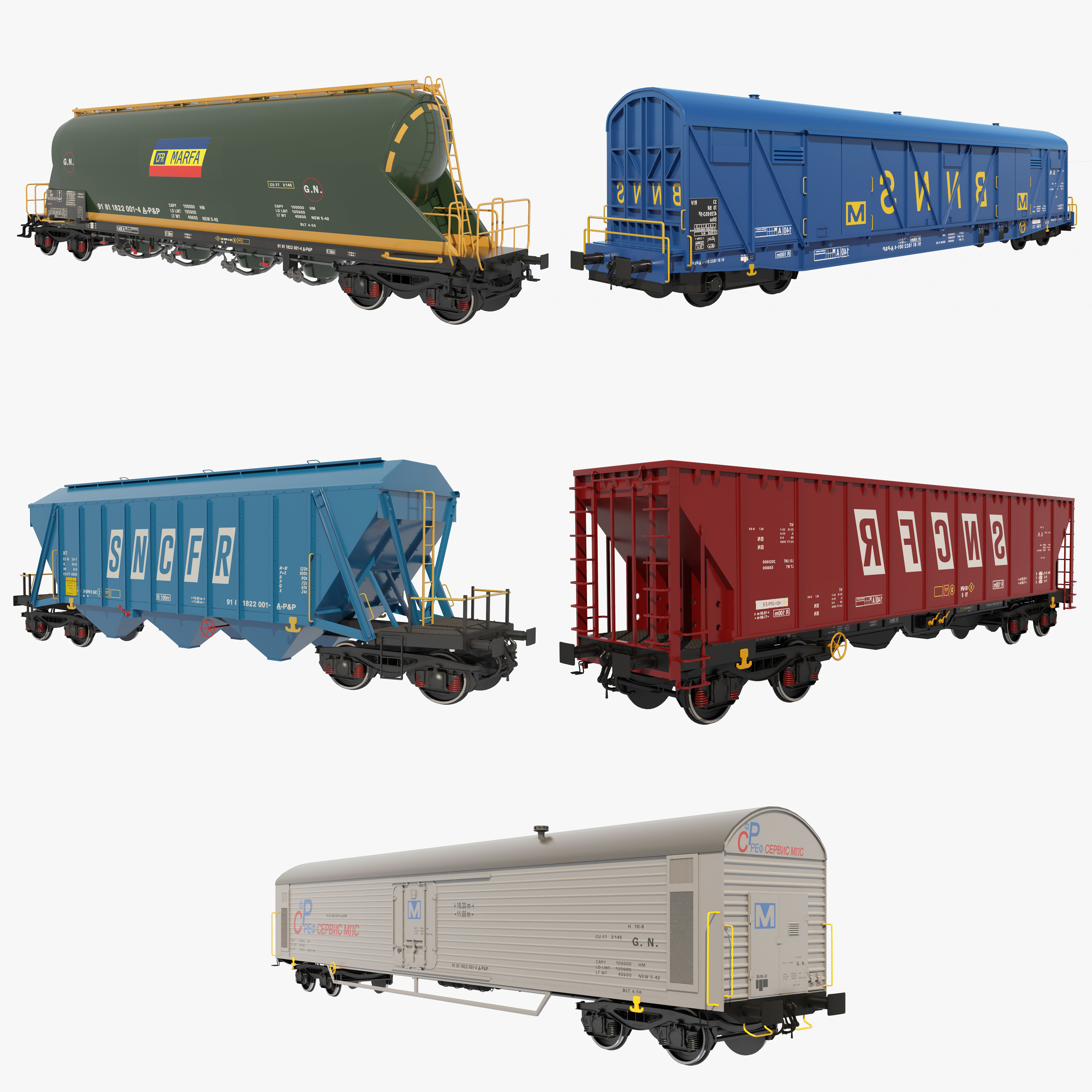 train wagons pack 3D model | CGTrader