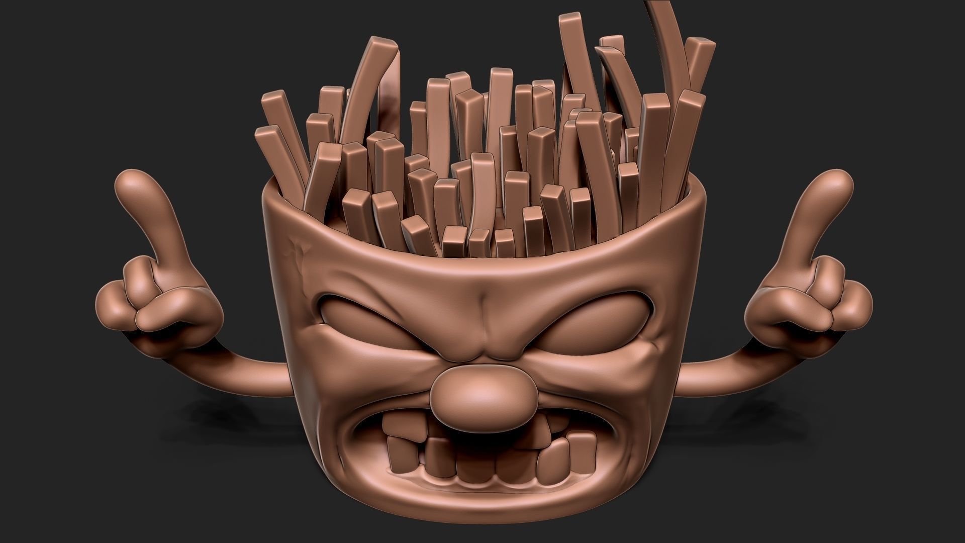 Angry french fries 3D model 3D printable | CGTrader