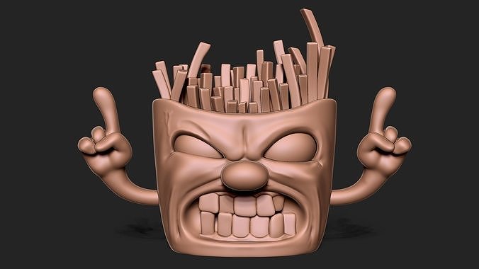 Angry french fries 3D model 3D printable | CGTrader