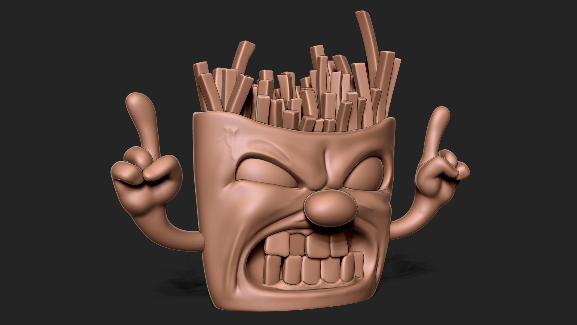 Angry french fries 3D model 3D printable | CGTrader