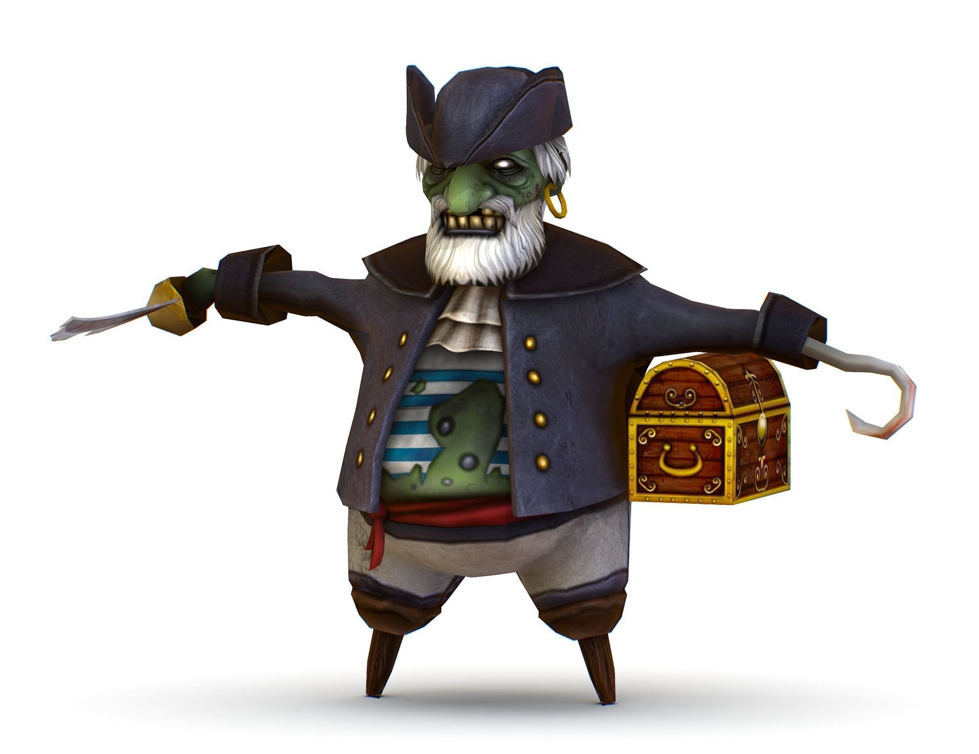 3D model Skined Zombie Bandit Pirate Gangster Low Poly VR / AR / low ...