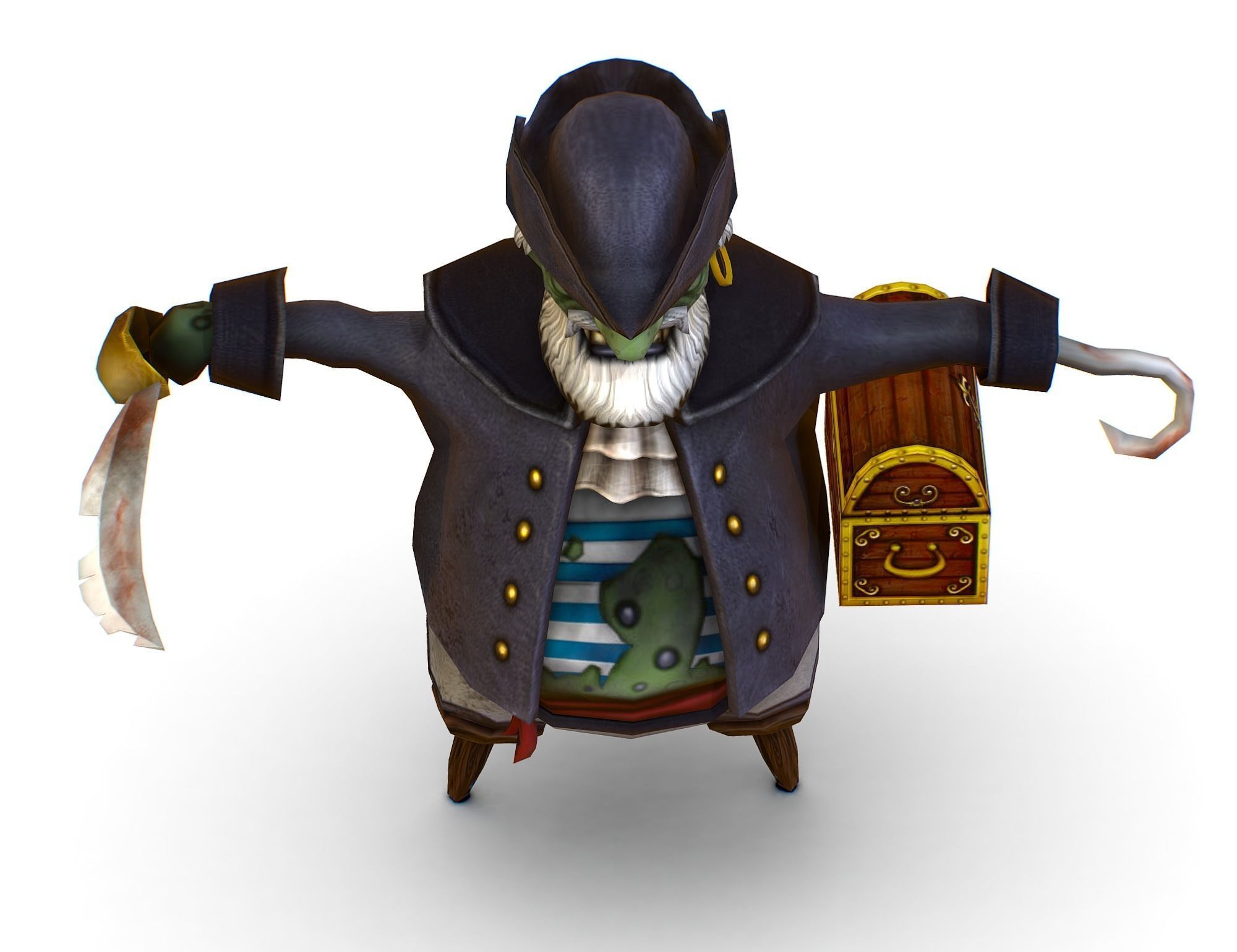 3D model Skined Zombie Bandit Pirate Gangster Low Poly VR / AR / low ...