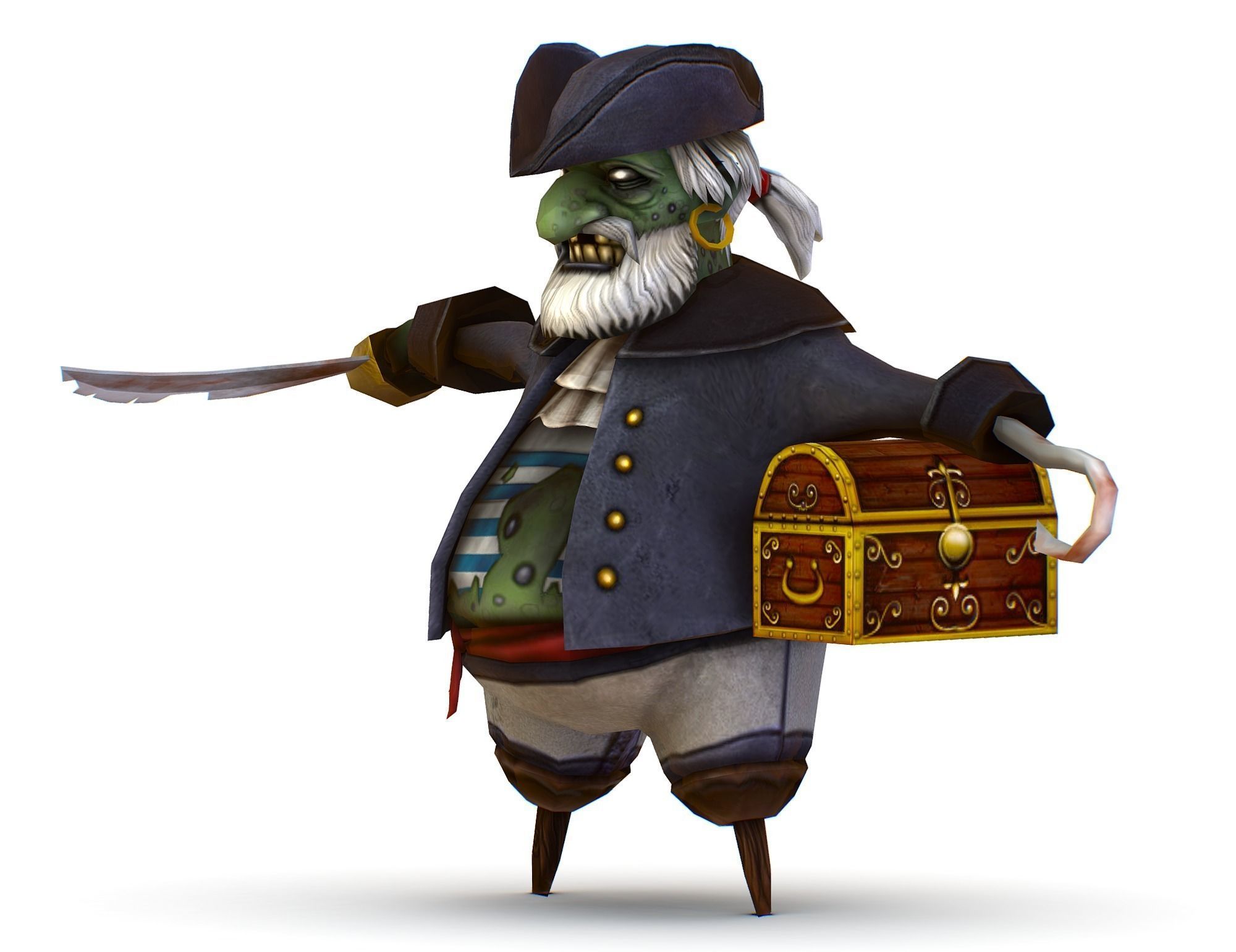 3D model Skined Zombie Bandit Pirate Gangster Low Poly VR / AR / low ...