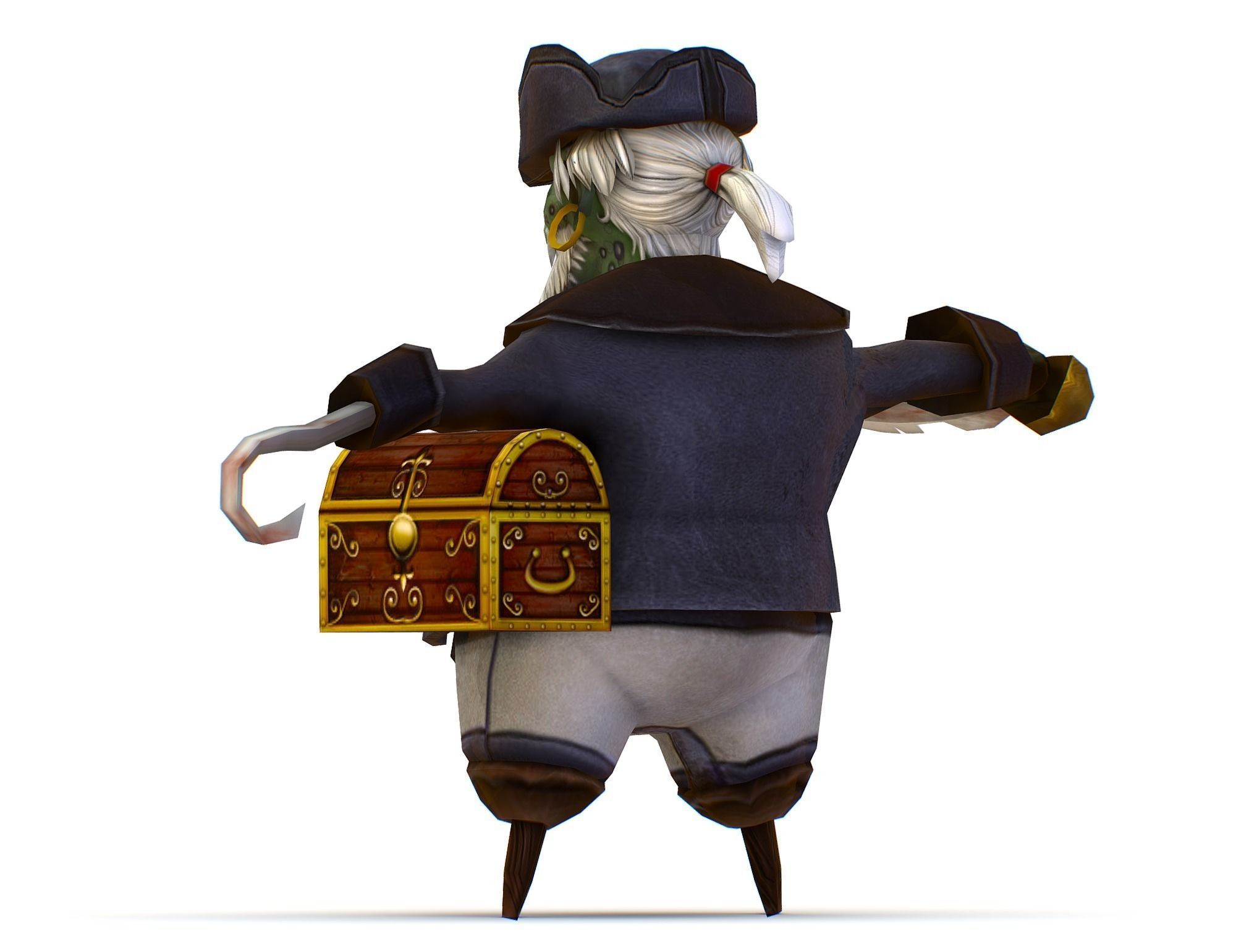 3D model Skined Zombie Bandit Pirate Gangster Low Poly VR / AR / low ...