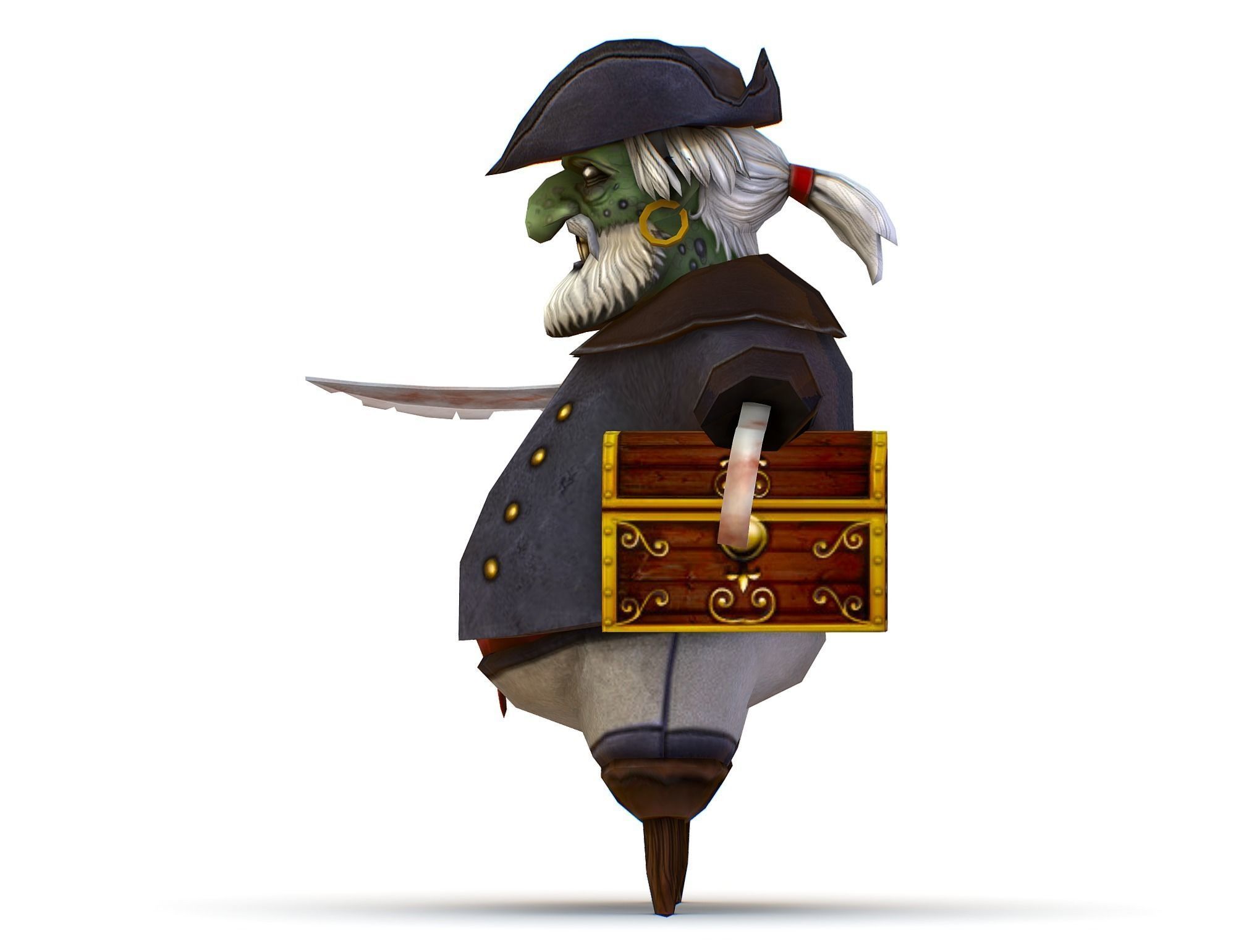 3D model Skined Zombie Bandit Pirate Gangster Low Poly VR / AR / low ...