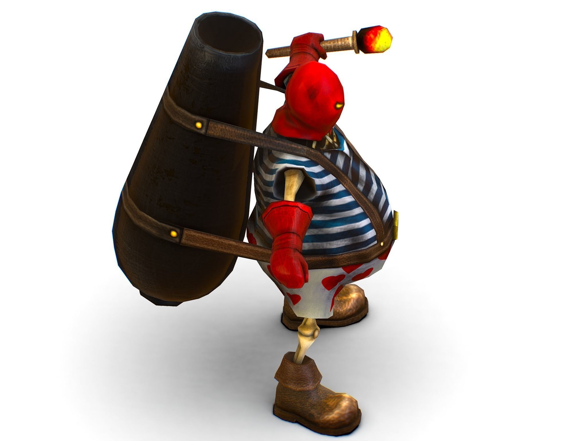 3D model Skinned Pirate Red Mask Cannon - Gunner VR / AR / low-poly ...