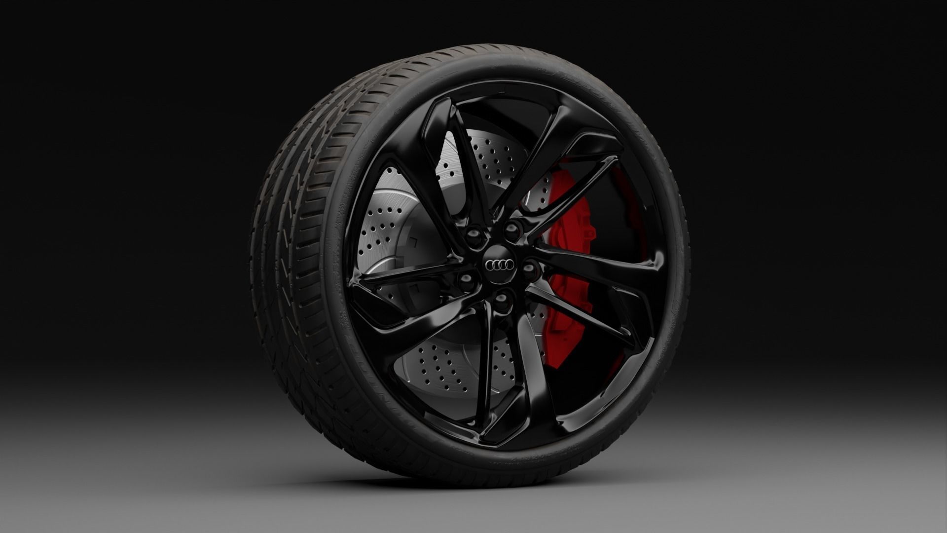 High detail Audi RS4 wheels and Tires 3D model with Photo Studio 3D ...