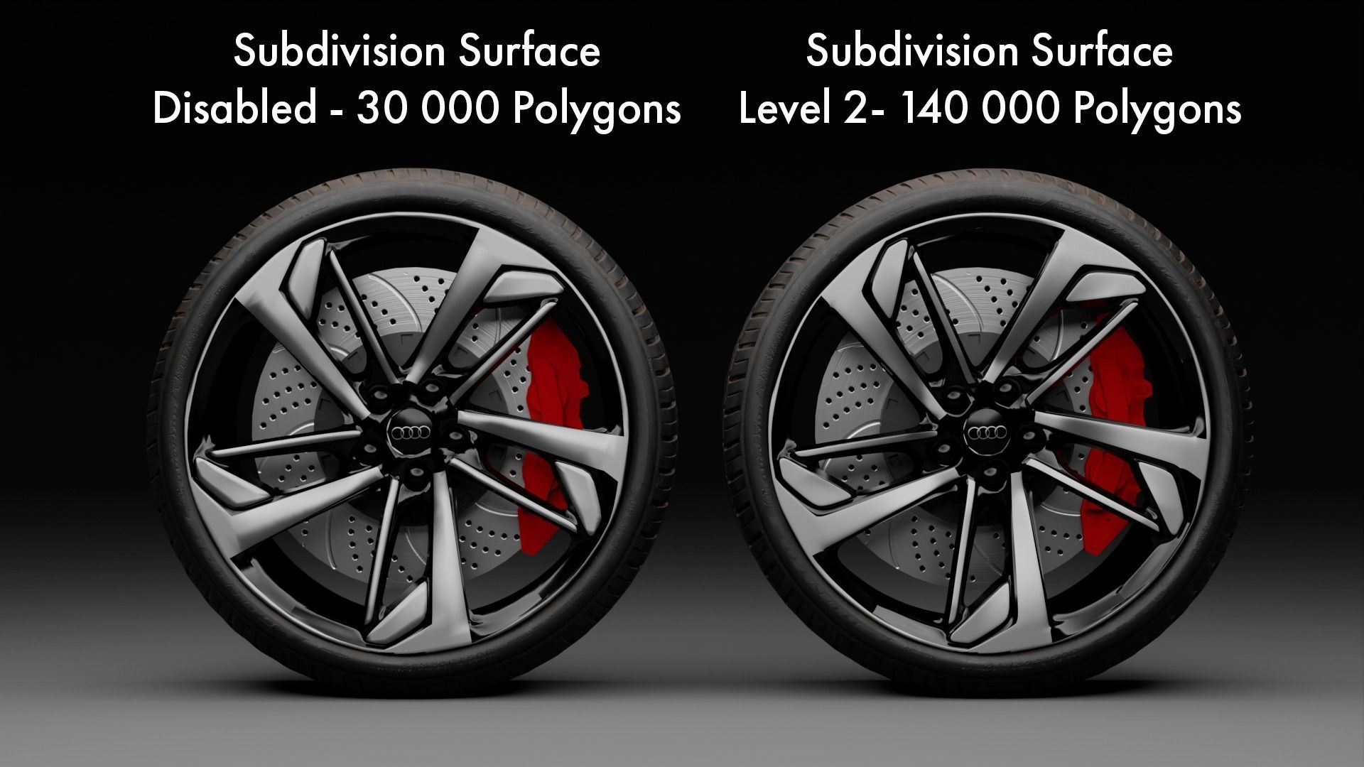 High detail Audi RS4 wheels and Tires 3D model with Photo Studio 3D ...