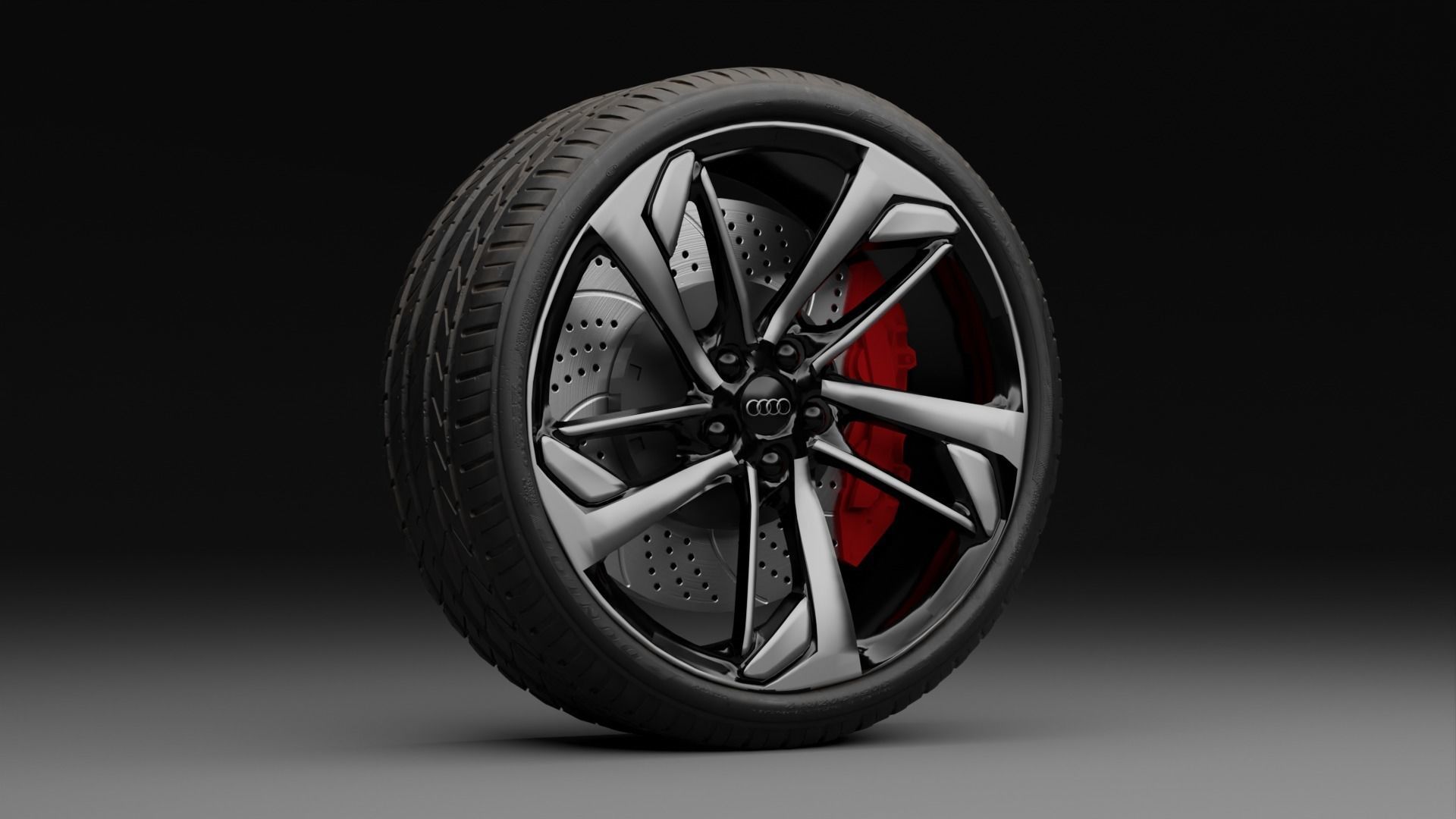 High detail Audi RS4 wheels and Tires 3D model with Photo Studio 3D ...