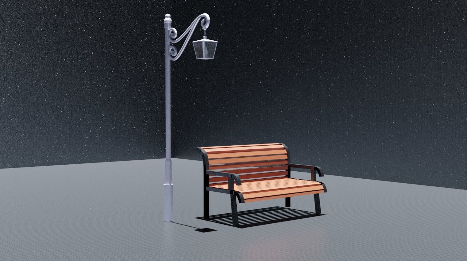 Bench and light in the street 3D model | CGTrader