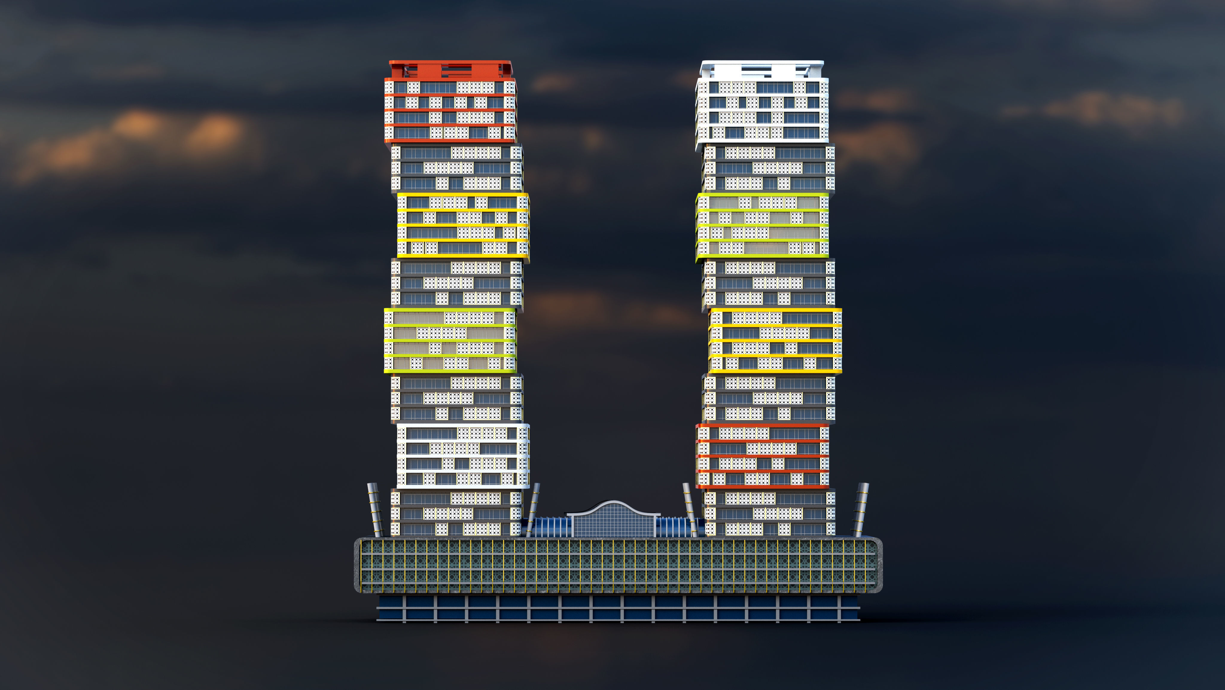 Lusail Marina Twin Tower 3D model | CGTrader
