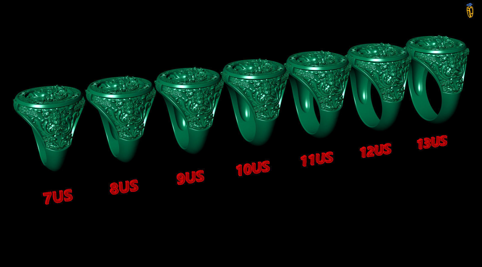 Medusa Gorgona Snake Head Greek Antique Meander Pattern Signet 3D model ...