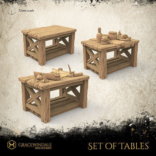 Set of Tables 3D model 3D printable | CGTrader