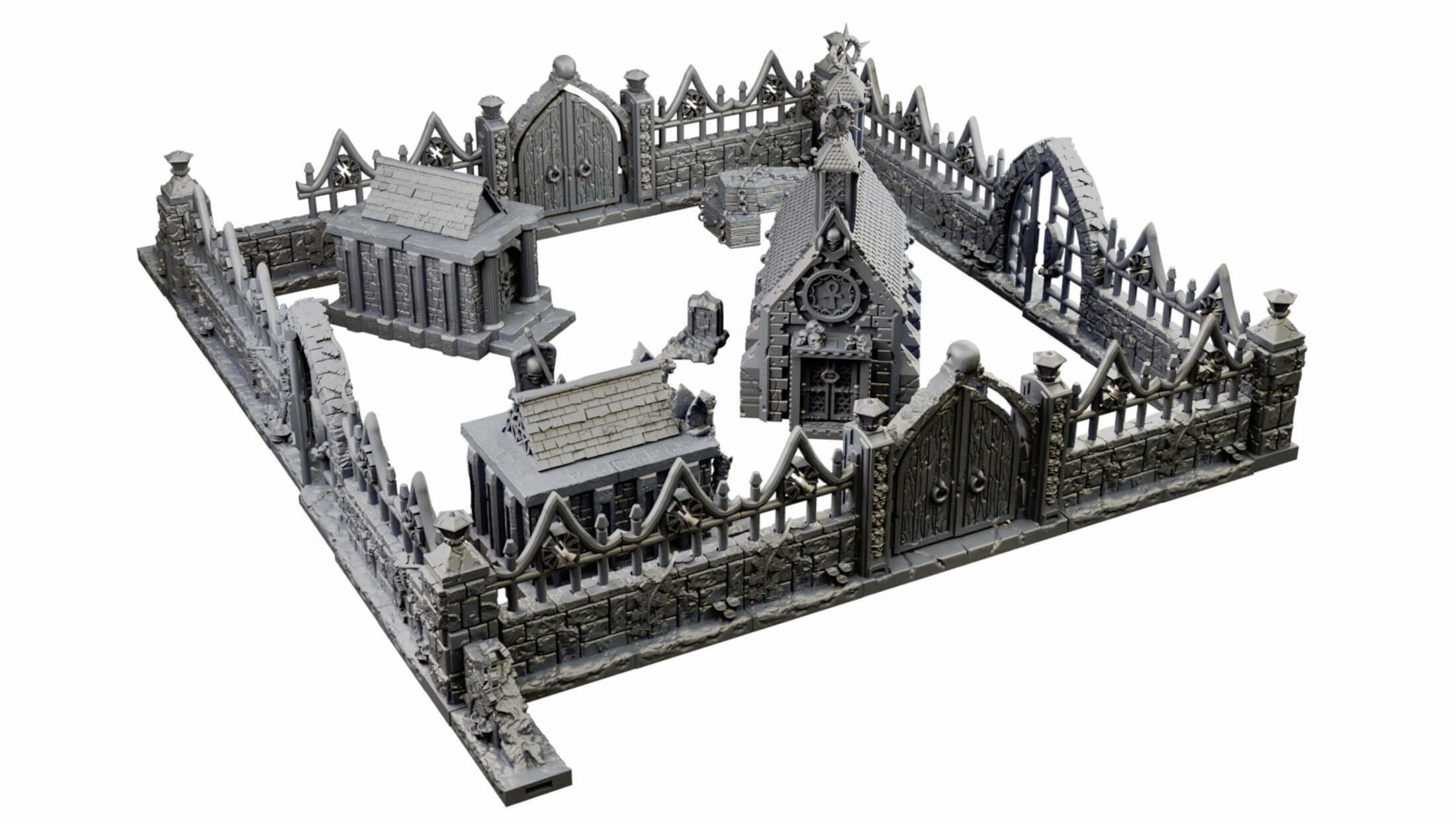Modular Graveyard Walls Crypts Tombs Churches and Accessories 3D model ...
