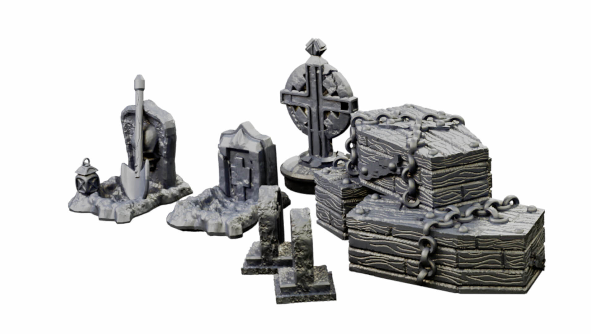 Modular Graveyard Walls Crypts Tombs Churches and Accessories 3D model ...