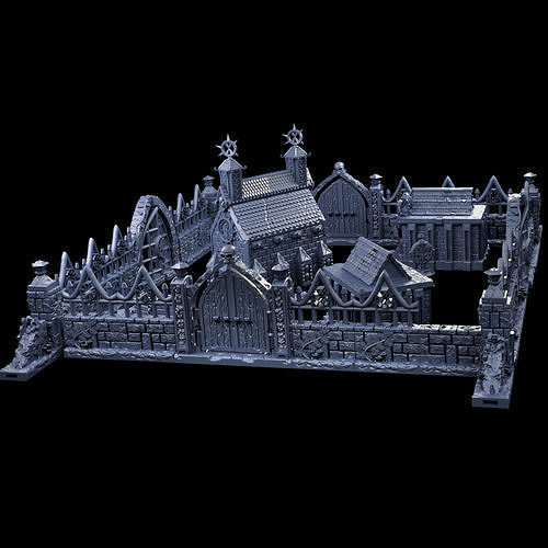 Modular Graveyard Walls Crypts Tombs Churches and Accessories 3D model ...