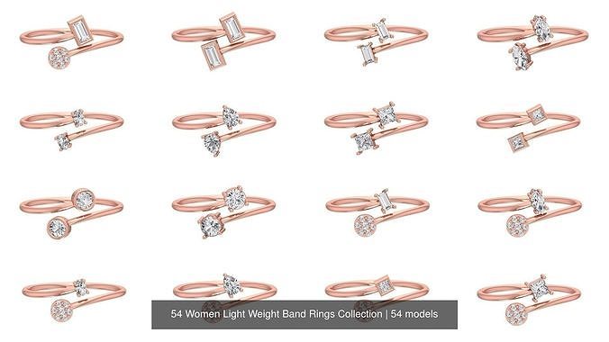 54 Women Light Weight Band Rings Collection | CGTrader