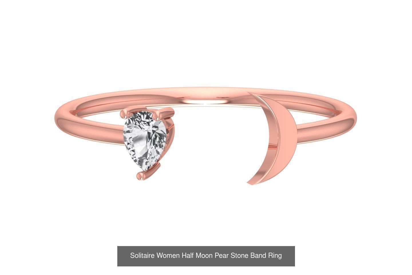 9 Solitaire Women Half Moon Band Rings Collection | CGTrader