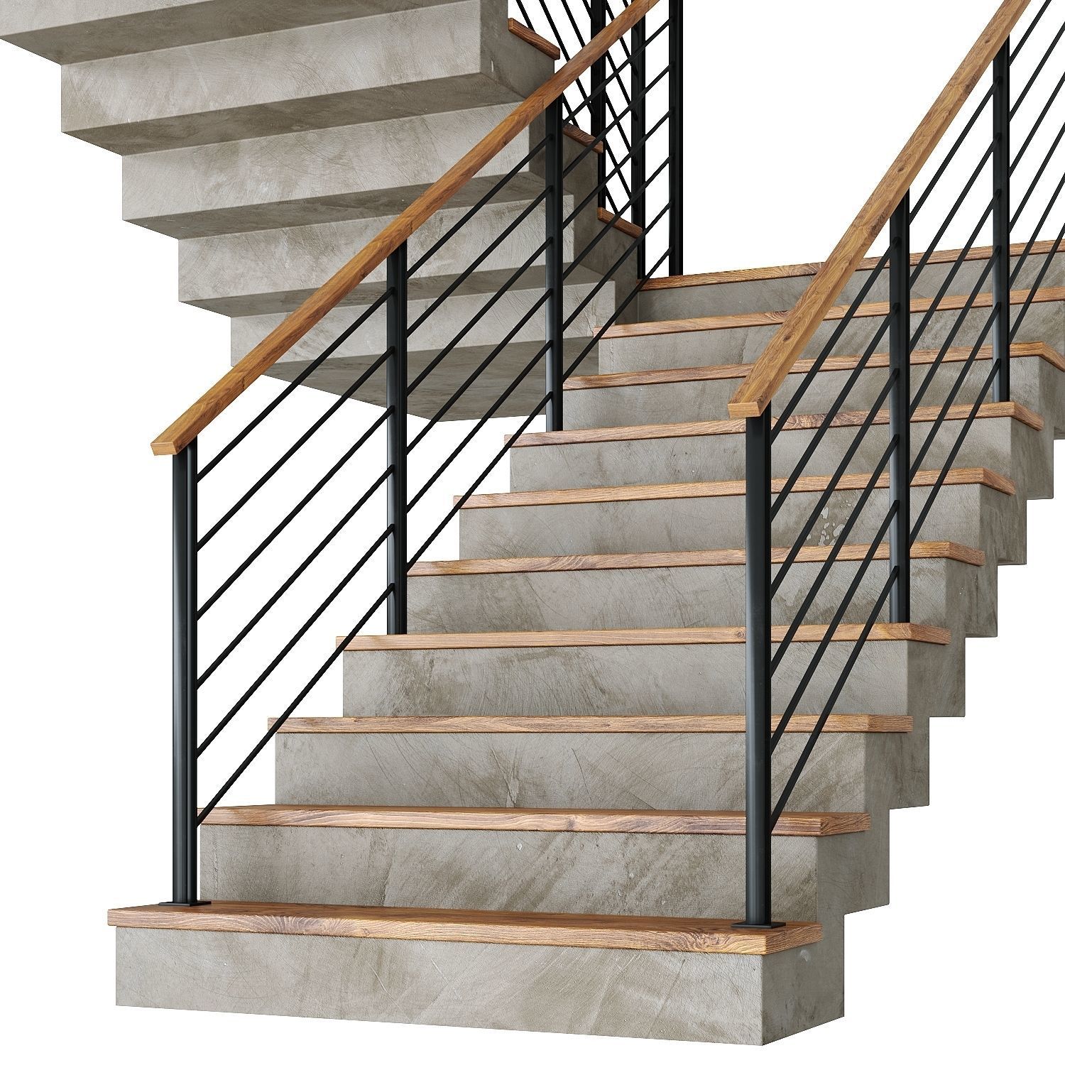 Modern exposed concrete staircase 3D model | CGTrader